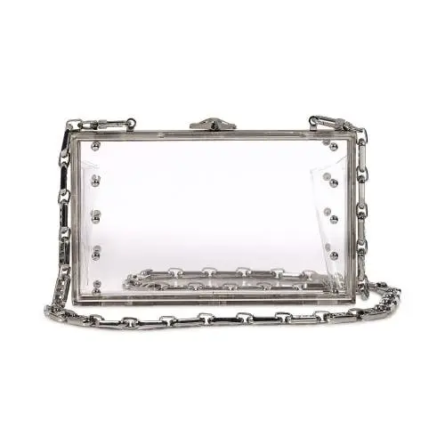 DESERI Halo Crossbody Clutch With Fox Head Clasp - Silver