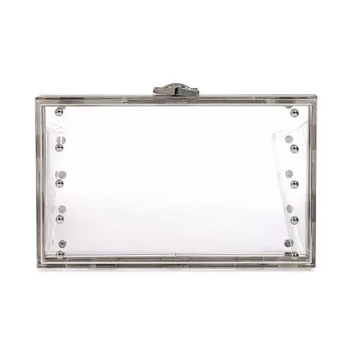 DESERI Halo Crossbody Clutch With Fox Head Clasp - Silver