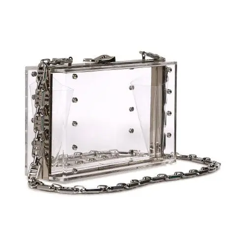 DESERI Halo Crossbody Clutch With Fox Head Clasp - Silver
