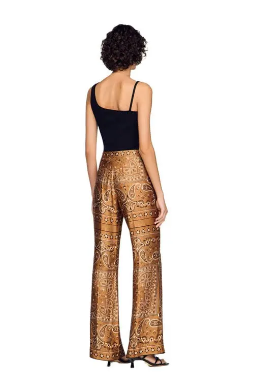 Sandro Bandana-print Flared Trousers - Brown/black