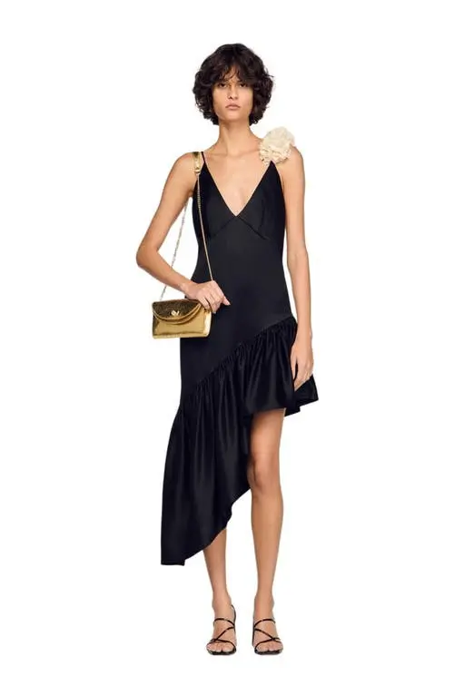 Sandro Mambo Metallic Leather Clutch