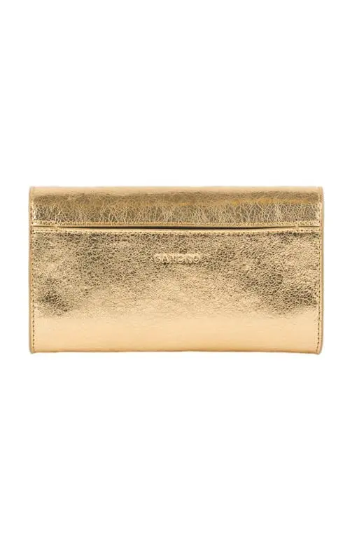 Sandro Mambo Metallic Leather Clutch - Gold
