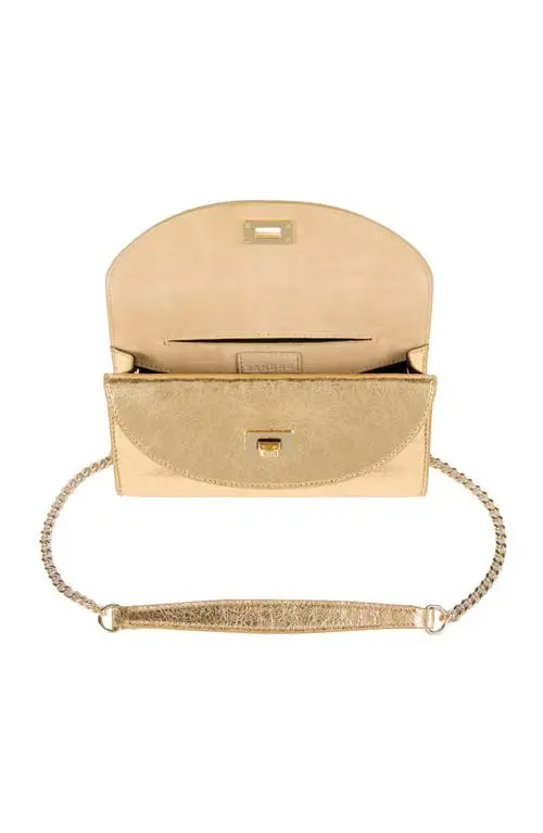 Sandro Mambo Metallic Leather Clutch - Gold