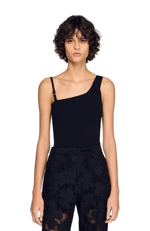 Sandro Asymmetric Knit Top With Strap