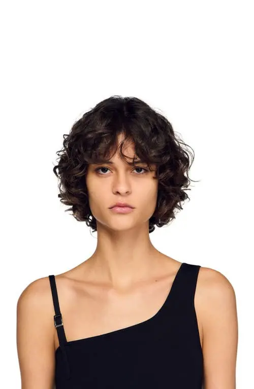Sandro Asymmetric Knit Top With Strap