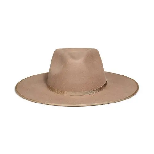 DESERI Flat Brim Hat With Ribbon Detail - Tan