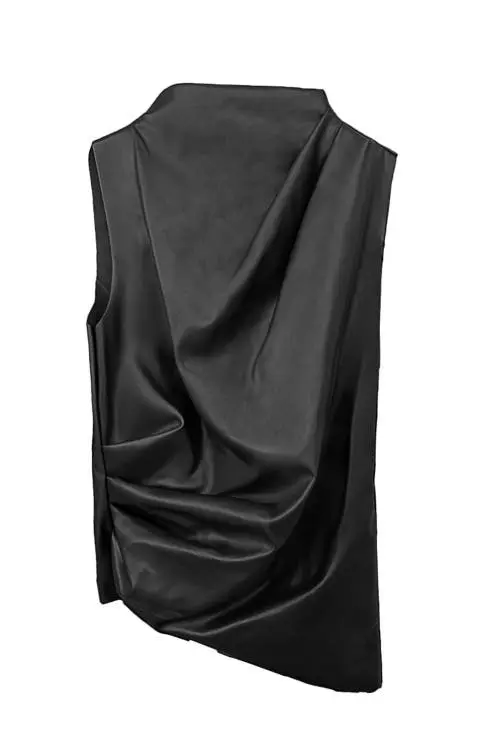 ATS Leather Tank With Ruched Detail