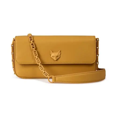 DESERI Michele Monochrome Crossbody Clutch In Calf Leather - Yellow