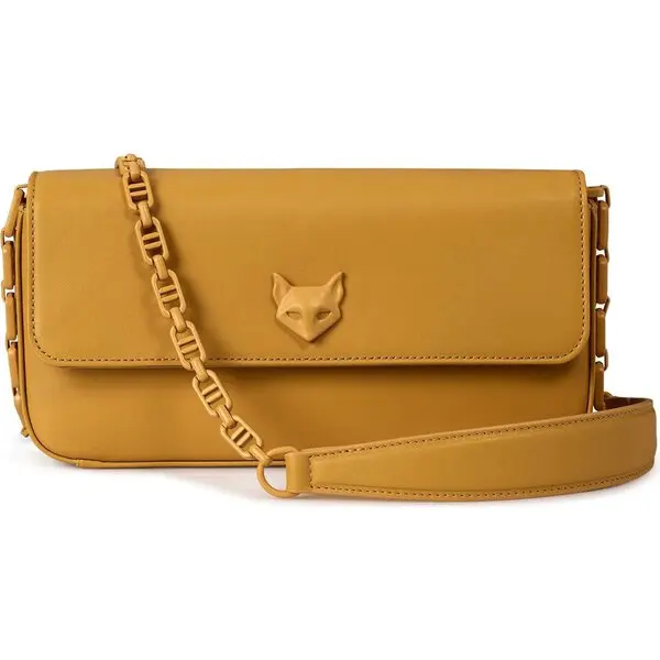 DESERI Michele Monochrome Crossbody Clutch In Calf Leather - Yellow