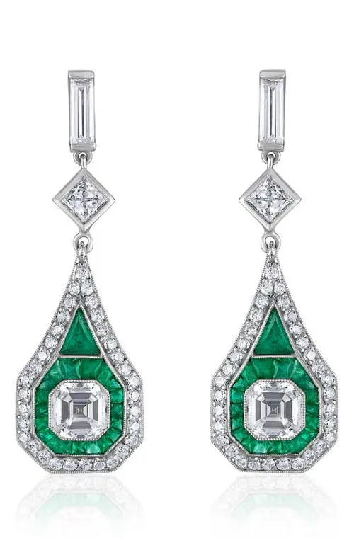 MINDI MOND Dare To Be Deco Drop Earrings - Emerald