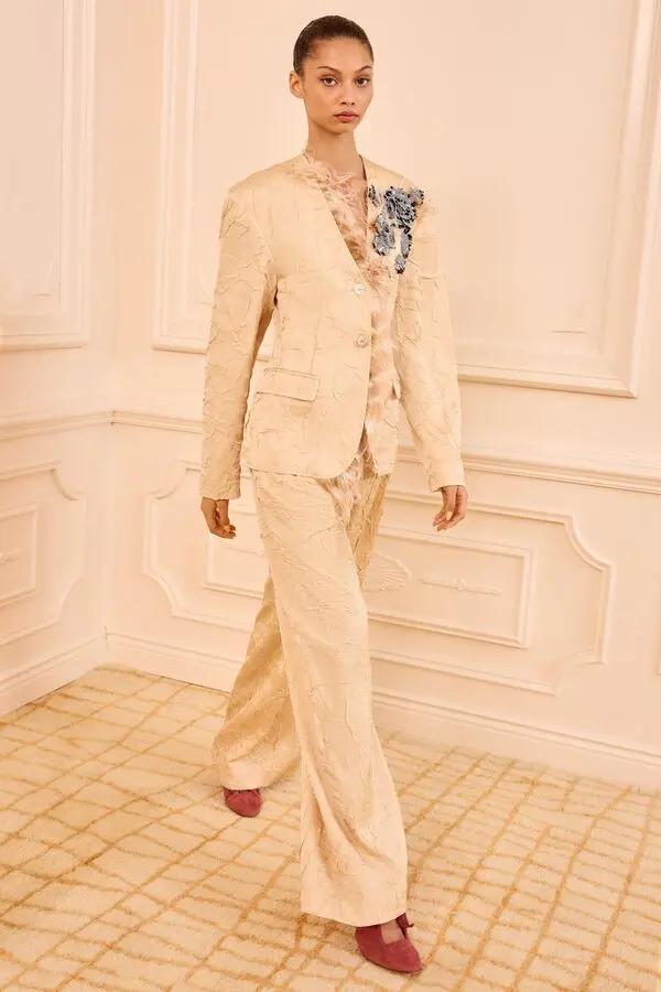 Ulla Johnson Otto Satin Blazer With Embroidery