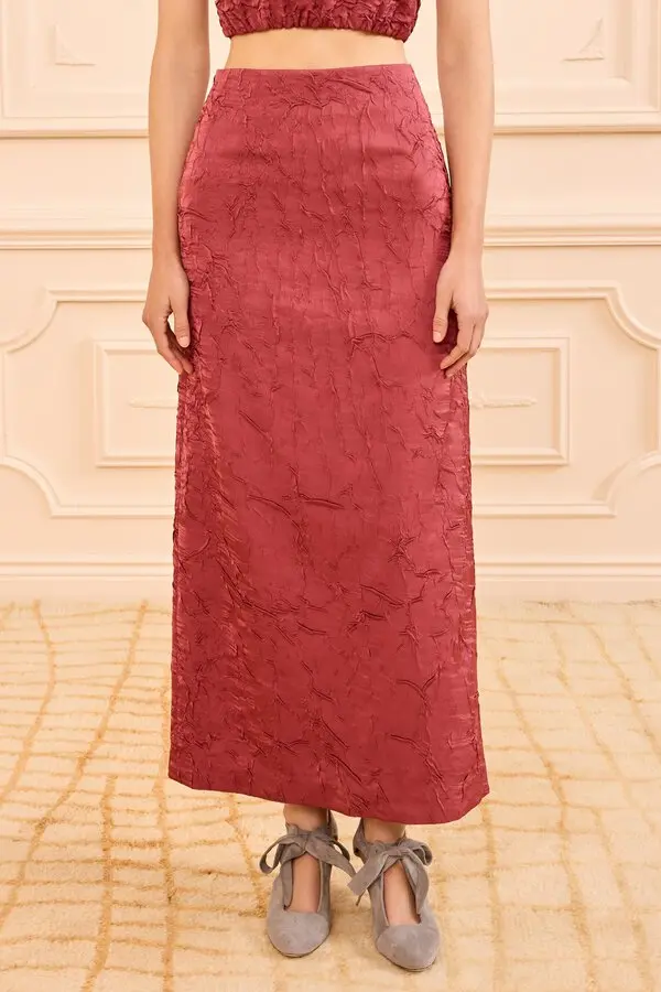 Ulla Johnson Inez Satin Pencil Skirt - Fig