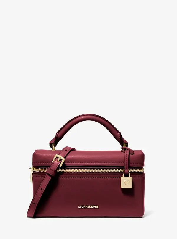 Michael Kors Jana Convertible Leather Crossbody Bag - Red