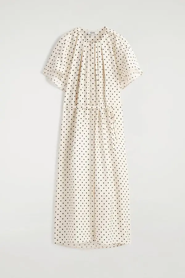 Cos Pleated Belted Midi Dress - White