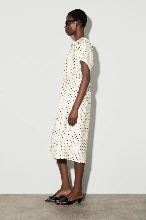 Cos Pleated Belted Midi Dress - White