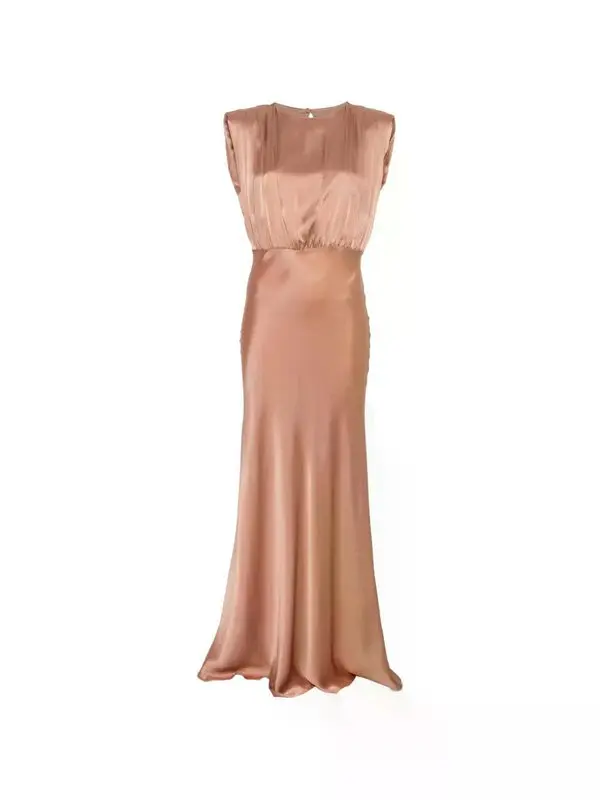 SEMICOUTURE Casilda Gathered Maxi Dress - Neutrals