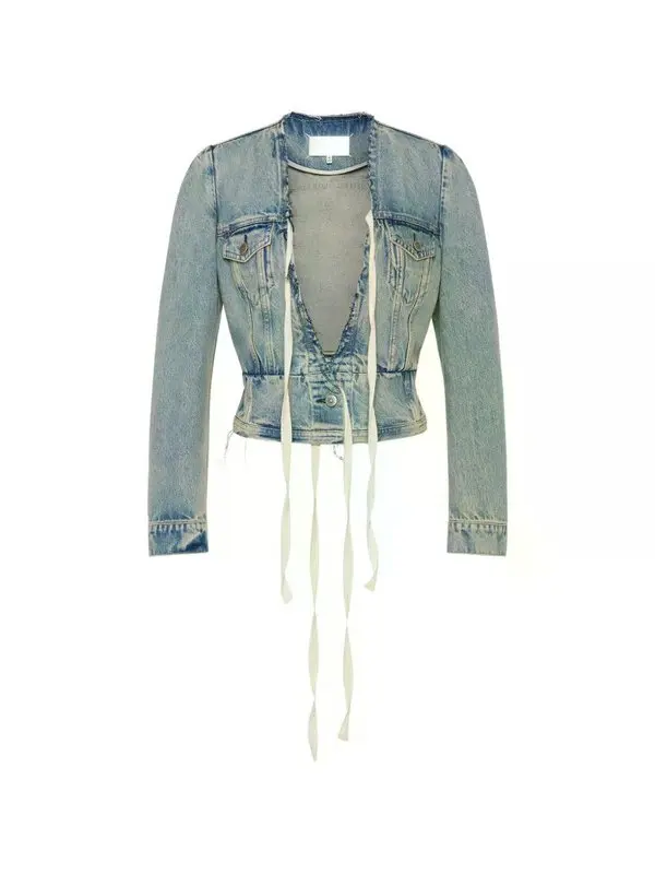 MAISON MARGIELA Denim Jacket With Raw Edges And Tie Closure