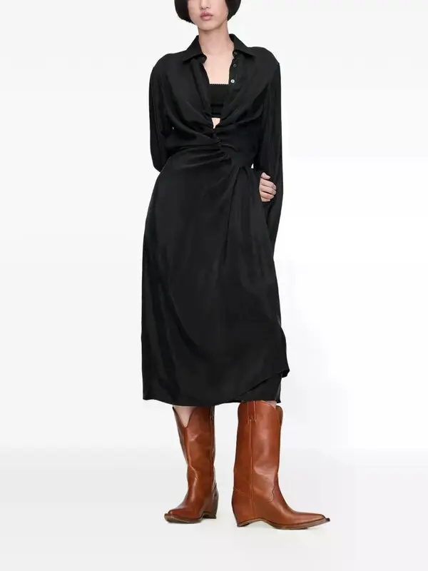 MAISON MARGIELA Twisted Draped Shirt Dress - Black