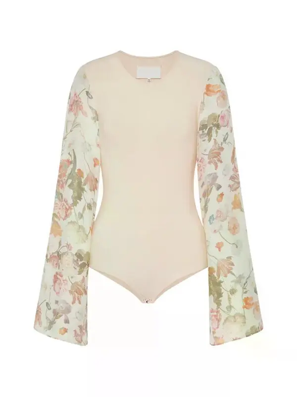 MAISON MARGIELA Floral Sleeve Bodysuit - Neutrals