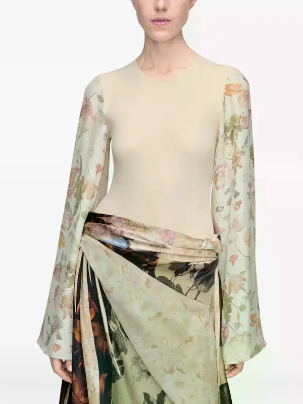 MAISON MARGIELA Floral Sleeve Bodysuit - Neutrals