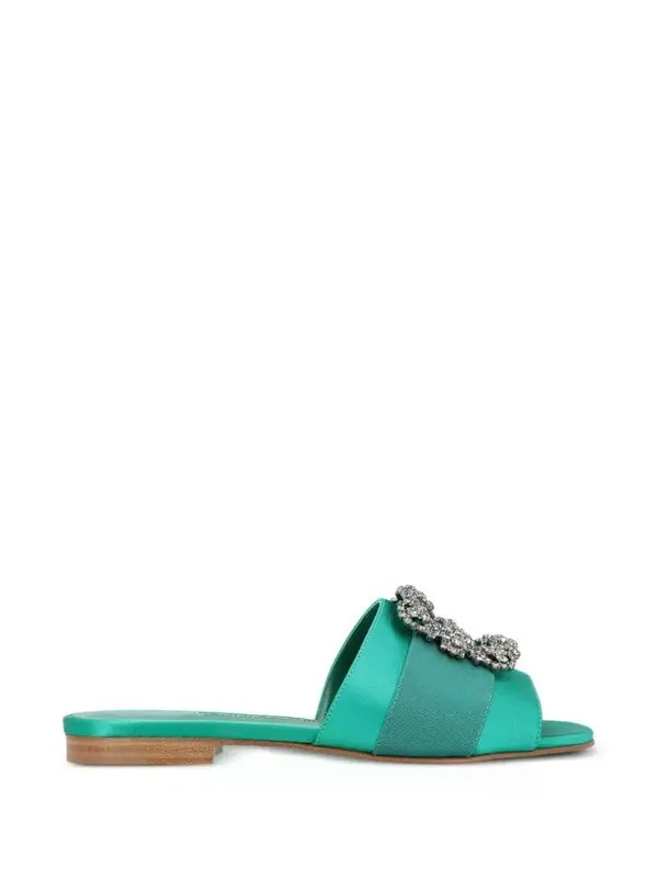 Manolo Blahnik Martamod Satin Flat Sandals