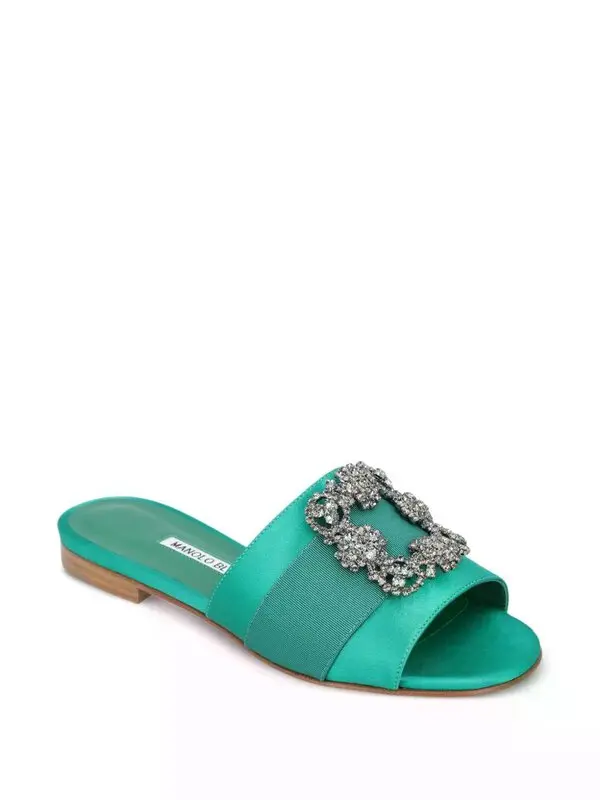 Manolo Blahnik Martamod Satin Flat Sandals