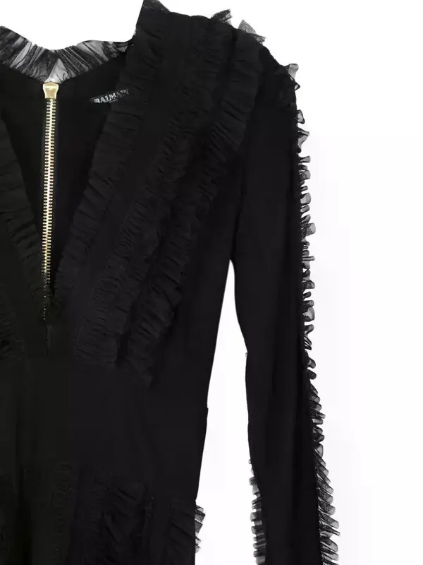 Balmain Ruffled V-neck Mini Dress