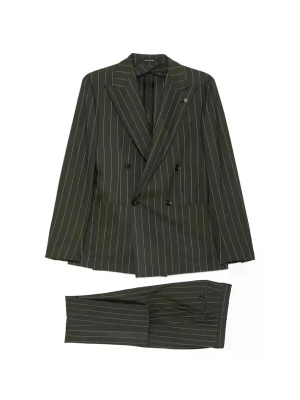 Tagliatore Pinstripe Double-breasted Suit - Green