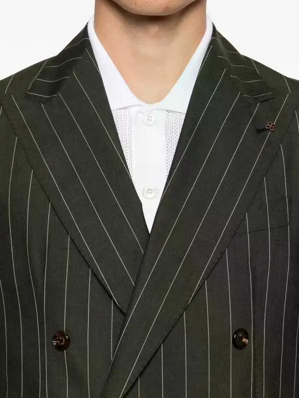 Tagliatore Pinstripe Double-breasted Suit - Green