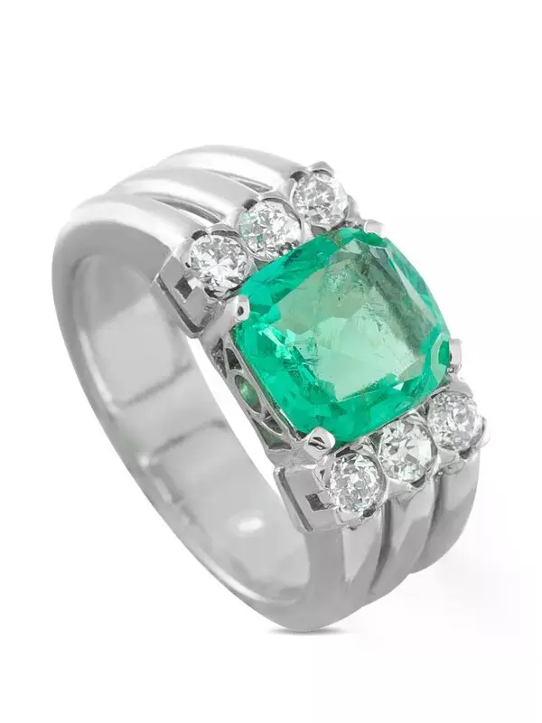 LB EXCLUSIVE Emerald And Diamond Ring - Silver
