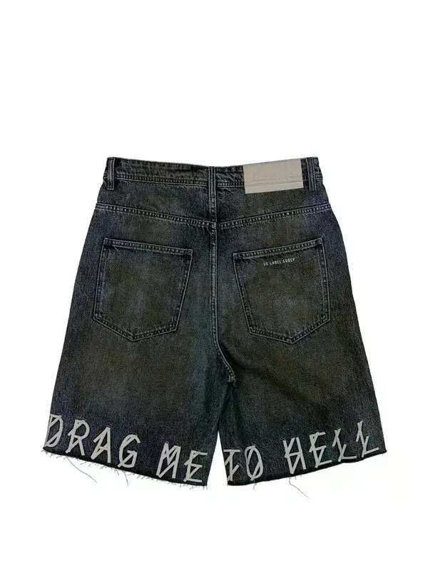 44 LABEL GROUP Frayed-hem Wide-leg Denim Shorts