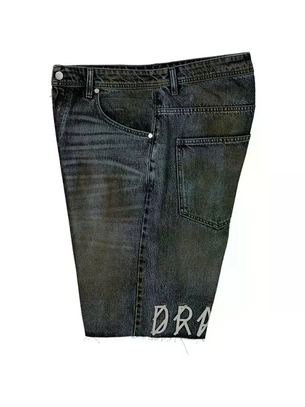 44 LABEL GROUP Frayed-hem Wide-leg Denim Shorts