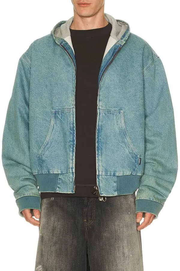 Vetements Hooded Denim Workwear Jacket - Vintage Mid Blue