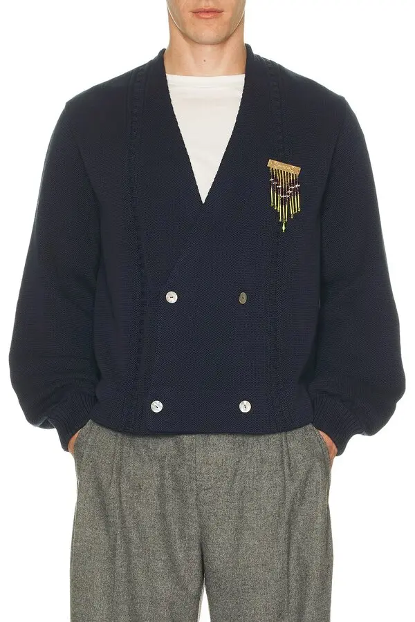BODE Double Breasted Cardigan - Navy
