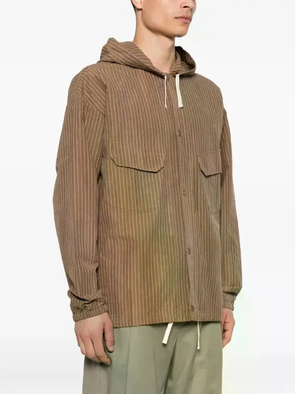 A KIND OF GUISE Stripe-pattern Hooded Shirt Jacket