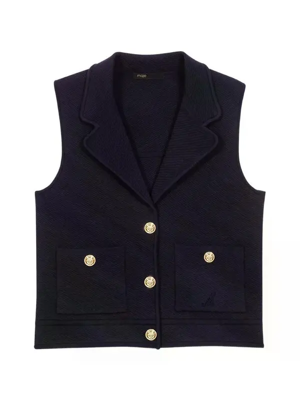 Maje Textured Wool Button Pocket Vest