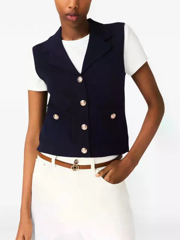 Maje Textured Wool Button Pocket Vest