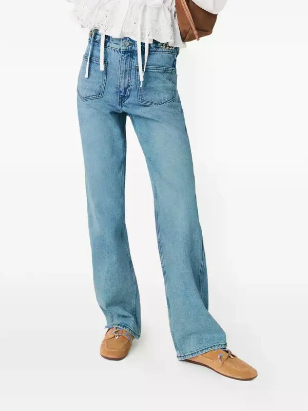 Maje Flared Straight Jeans With Chain Detail - Blue