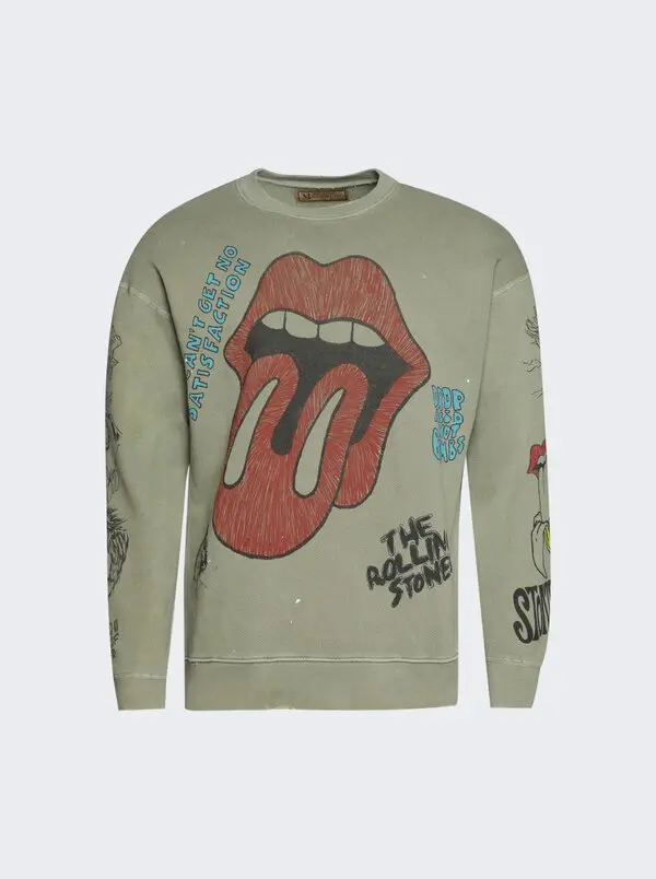 MadeWorn Rolling Stones Sketch Classic Crew Sweatshirt Fatigue