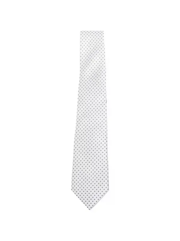 Canali Patterned Neck Tie - Grey