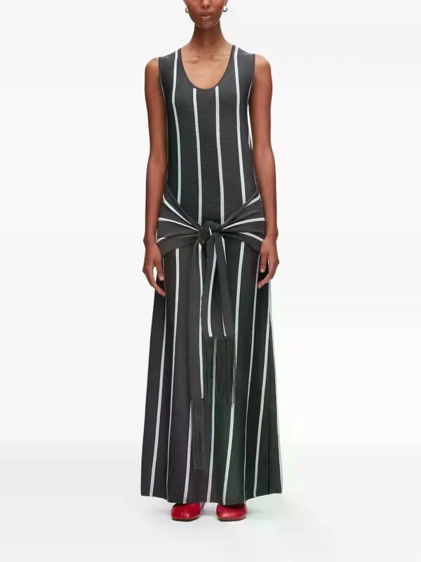 3.1 Phillip Lim Striped Tassel Midi Dress - Grey