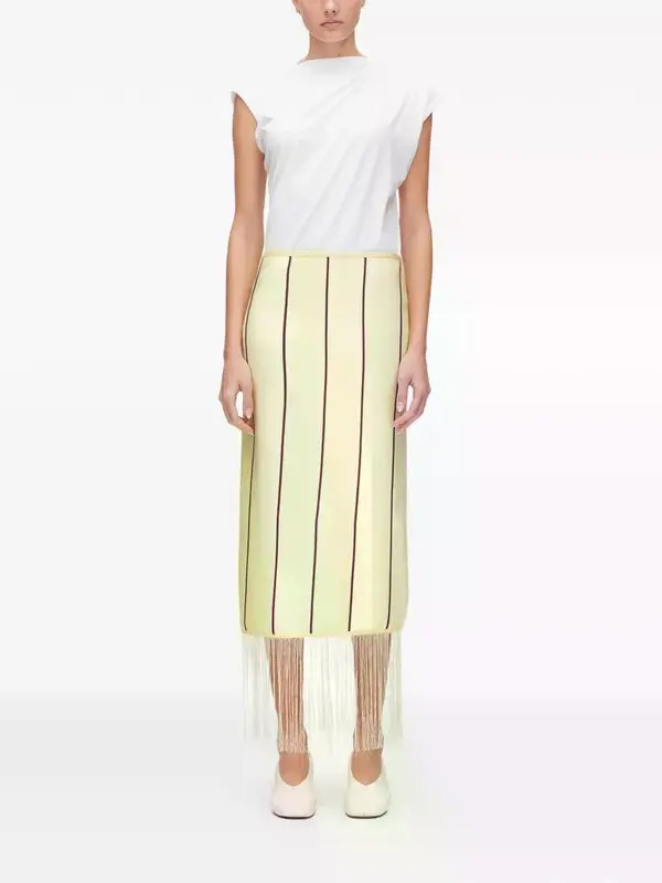 3.1 Phillip Lim Striped Fringe Trim Midi Skirt - Yellow