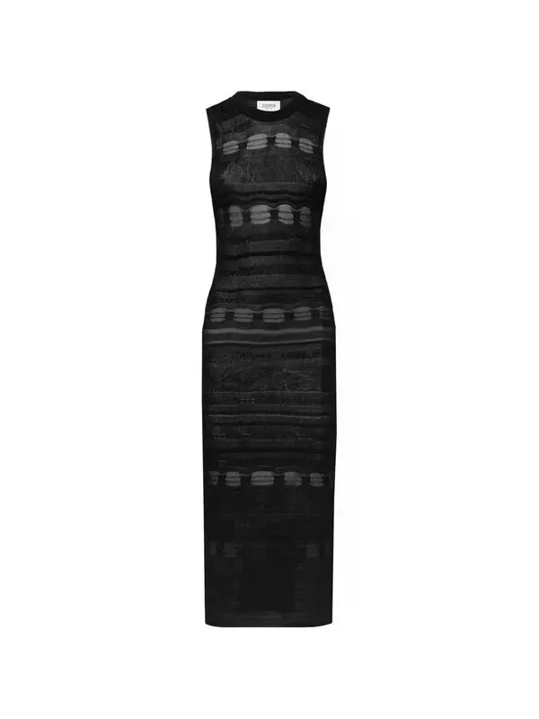 LANEUS Knit Open-back Dress - Black