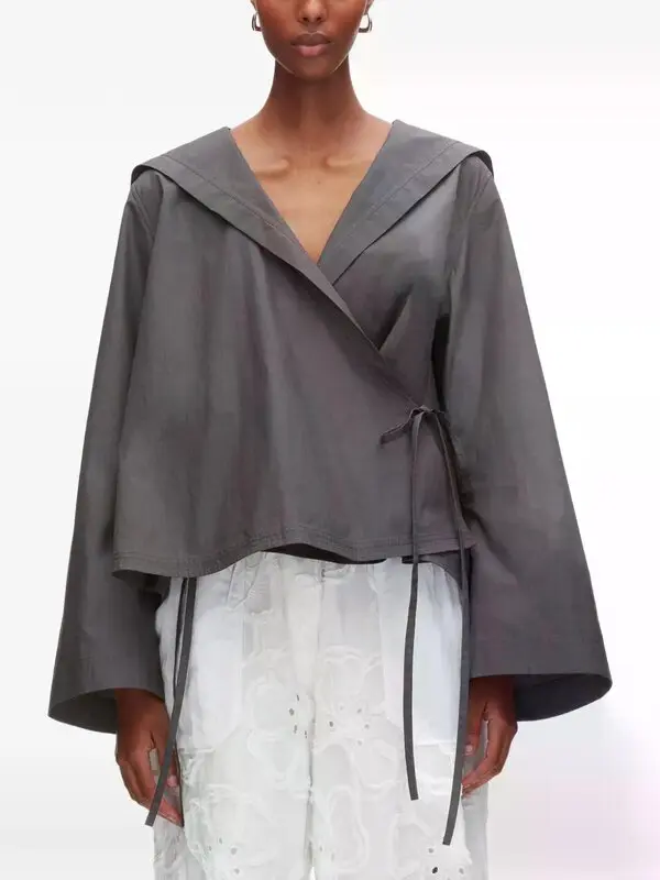 3.1 Phillip Lim Wide Collar Tie Blouse - Grey