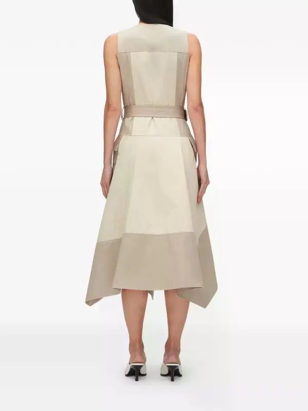 3.1 Phillip Lim Belted Button Cotton Midi Dress - Neutrals