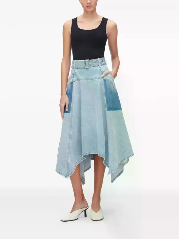3.1 Phillip Lim Patchwork Belted Midi Skirt