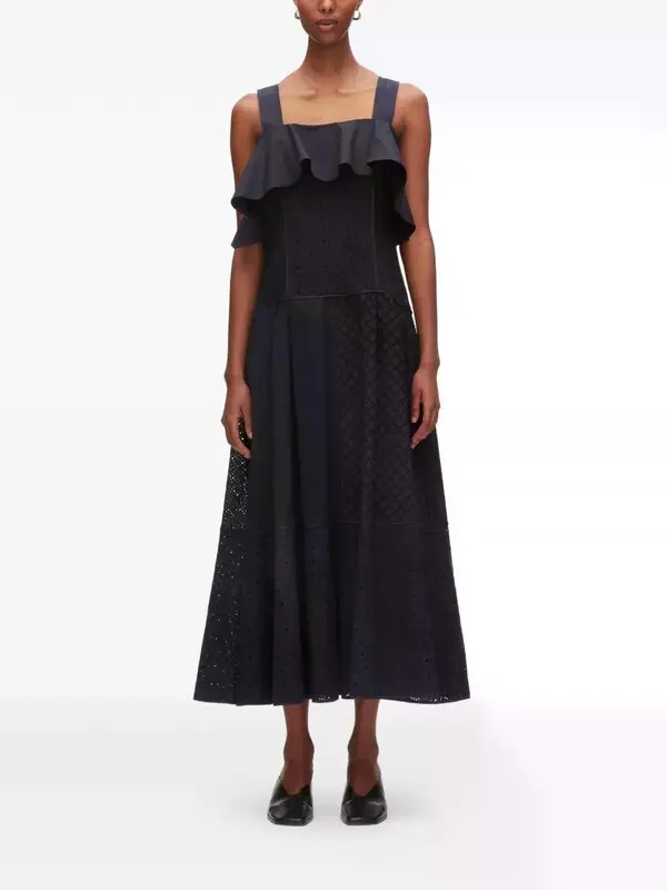3.1 Phillip Lim Ruffled Broderie Midi Dress - Blue