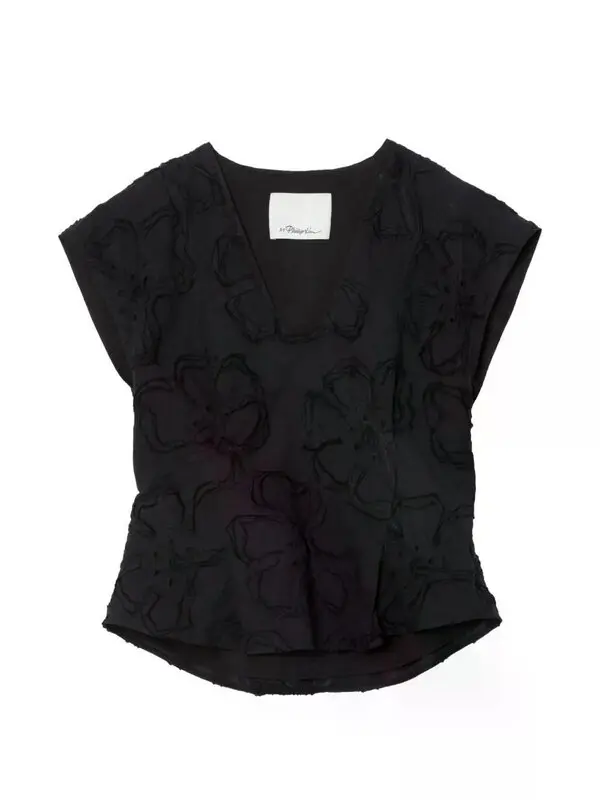 3.1 Phillip Lim Floral V-neck Blouse - Black