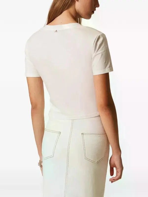 TWINSET Organic Cotton Bull Skirt With Asymmetric Fastening And Contrast Stitching