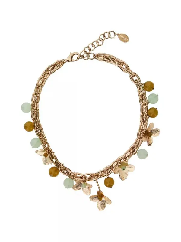 TWINSET Flower Beaded Chain Necklace - Gold